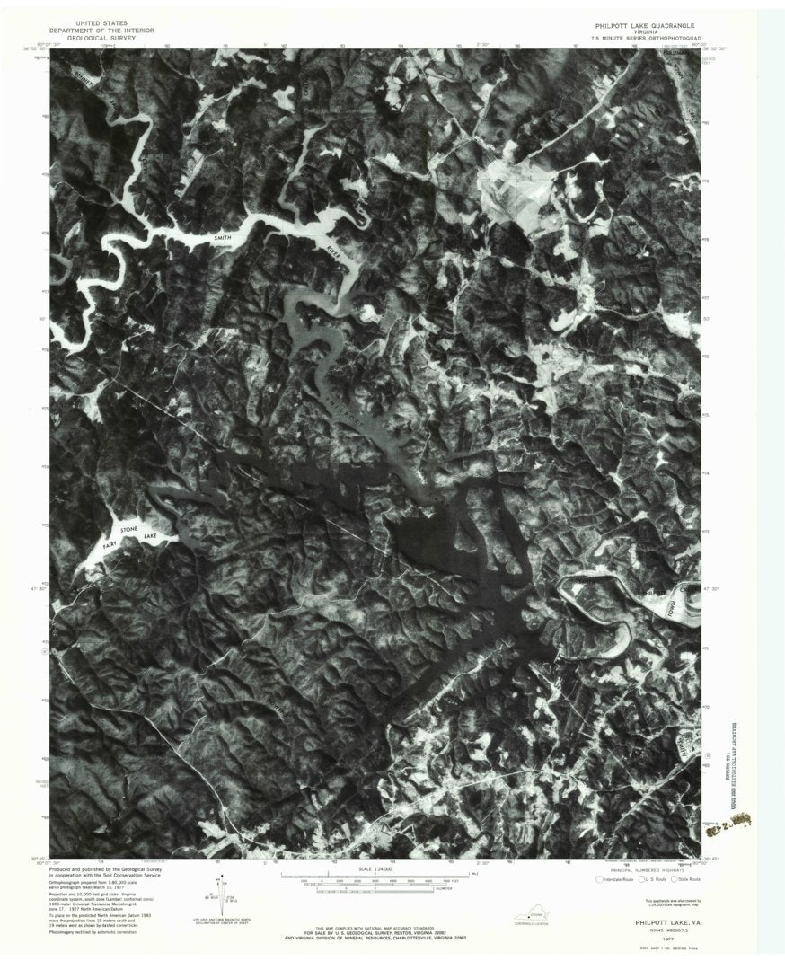 Philpott Lake, VA (1977, 24000-Scale) Map by United States Geological ...