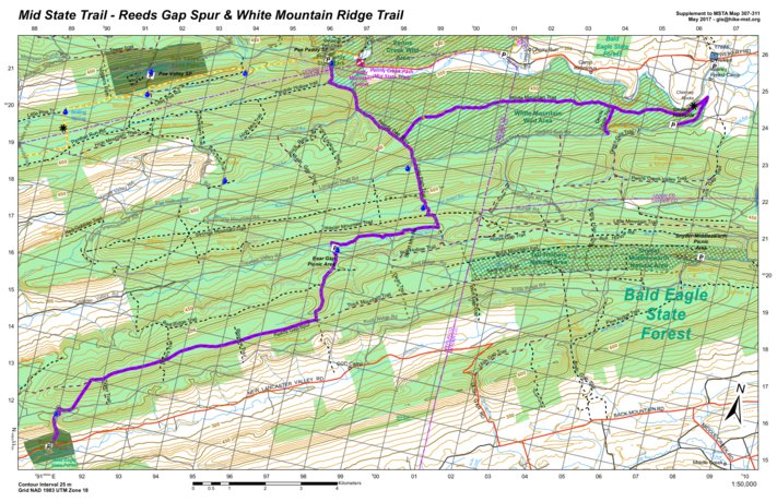 Reeds Gap Spur & White Mountain Ridge Trail Map by Mid State Trail ...