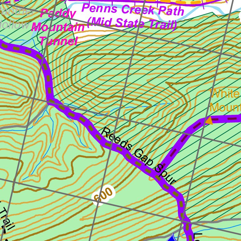 Reeds Gap Spur & White Mountain Ridge Trail Map by Mid State Trail ...