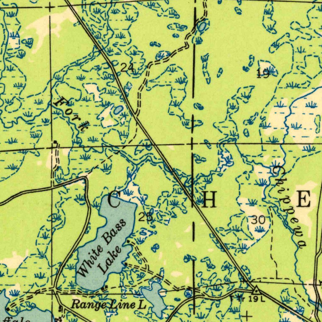 Clam Lake, WI (1945, 48000-Scale) Map by United States Geological ...