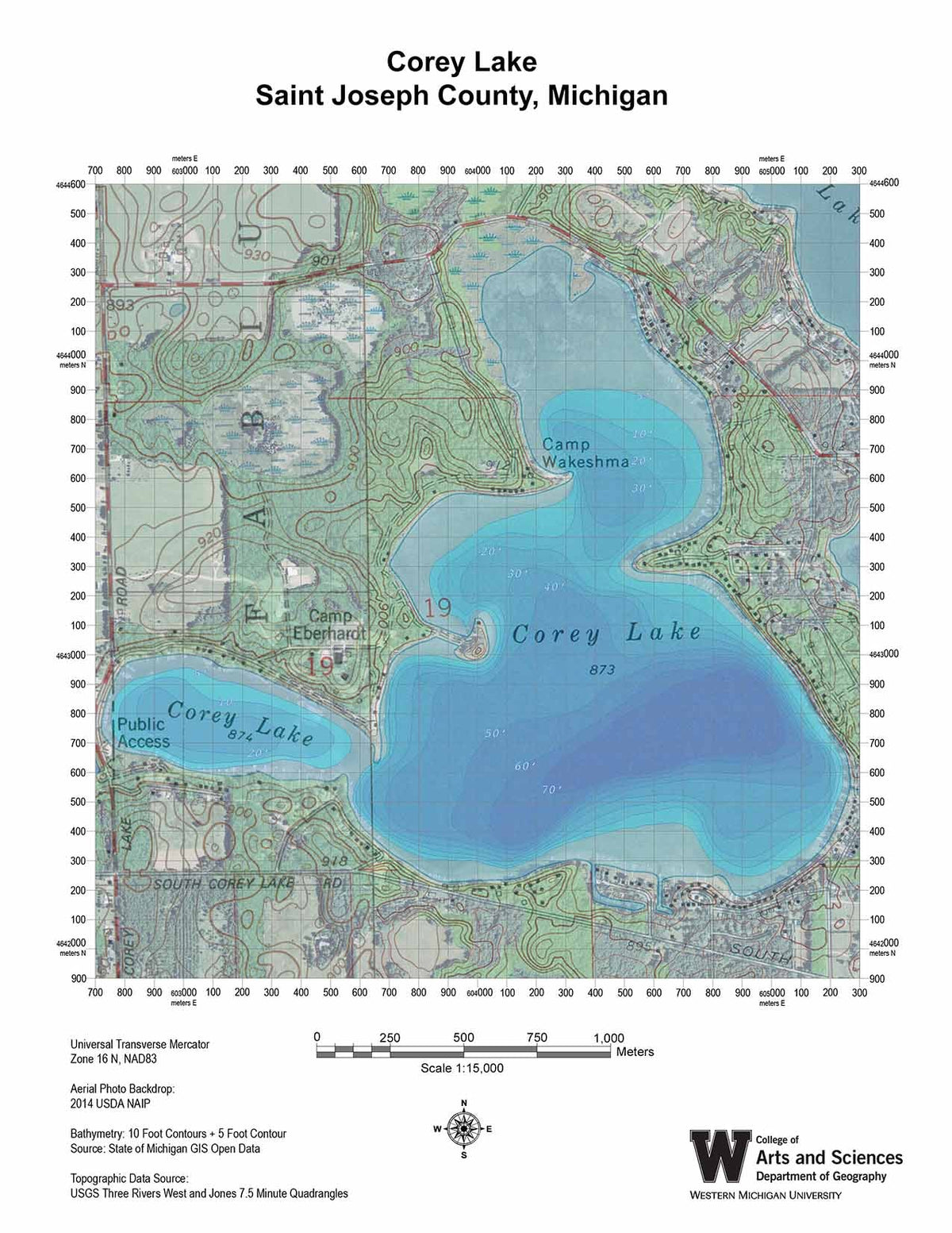 Corey Lake Map by Western Michigan University | Avenza Maps