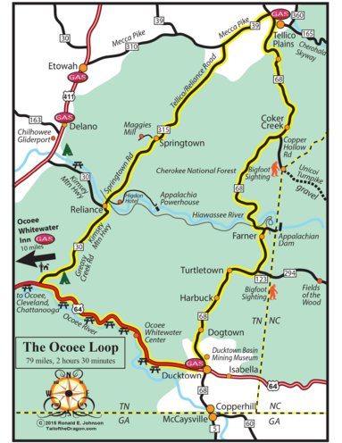 Ocoee Loop Map by Tail of the Dragon, LLC | Avenza Maps