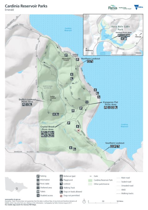 Cardinia Reservoir Parks Emerald Visitor Guide Map by Parks Victoria ...