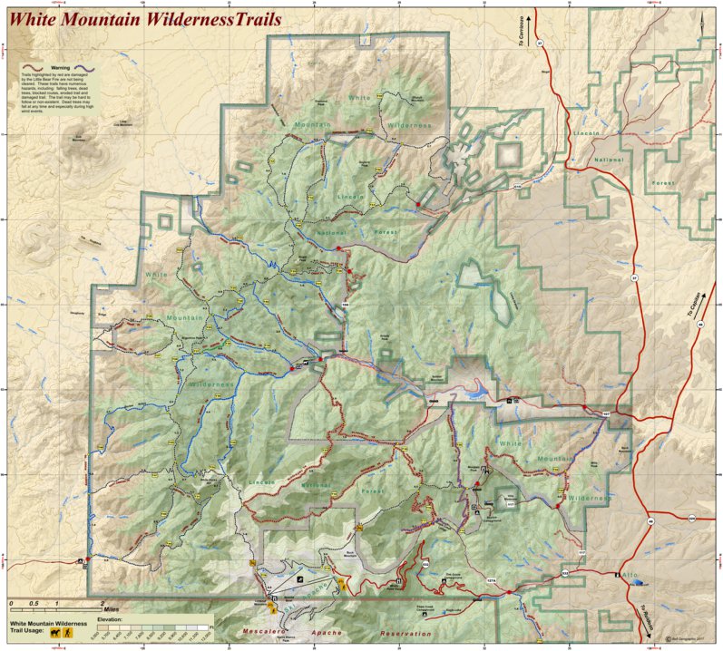 White Mountain Wilderness Trail Map by Bell Geographic | Avenza Maps