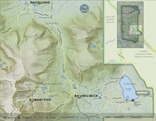 Baxter Park: Chimney to Katahdin Lake Map by Baxter State Park | Avenza ...