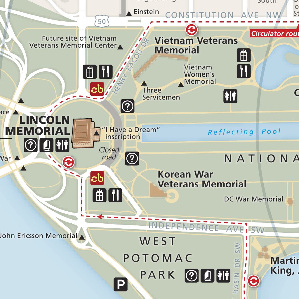 National Mall and Memorial Parks Map by US National Park Service ...