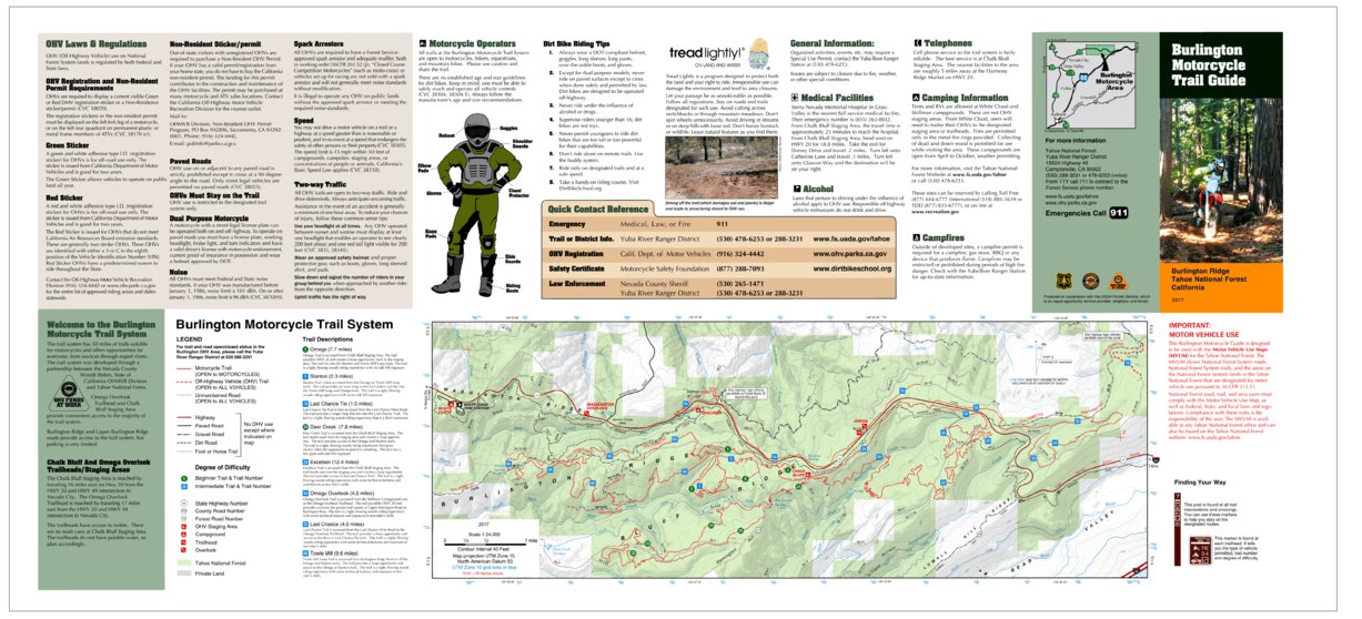 Burlington Motorcycle Trail Guide Map by US Forest Service R5 | Avenza Maps