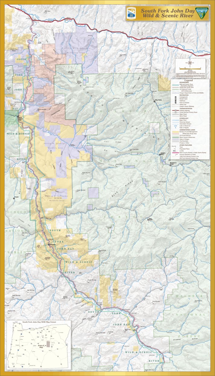 South Fork John Day Wild and Scenic River Map by Bureau of Land ...