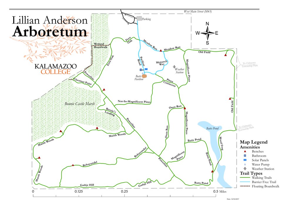 Lillian Anderson Arboretum Map by Kalamazoo College | Avenza Maps