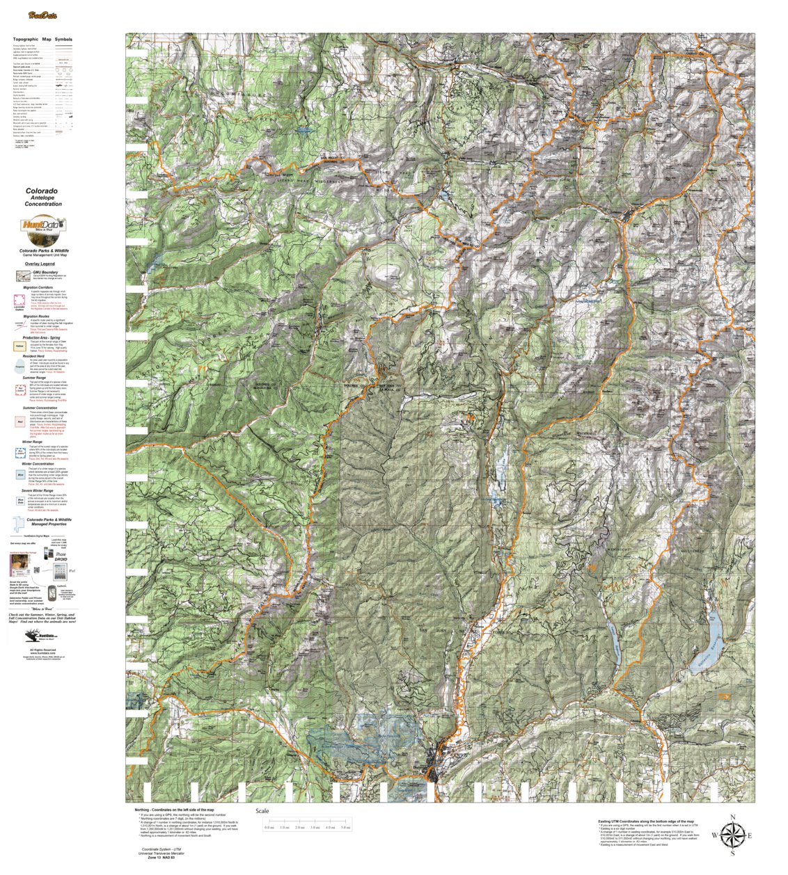 HuntData Colorado Unit 74 Antelope Concentration Map by HuntData LLC ...