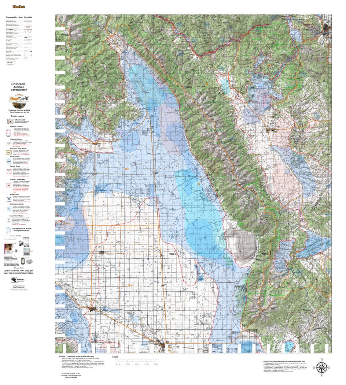 HuntData Colorado Unit 82 Antelope Concentration Map by HuntData LLC ...
