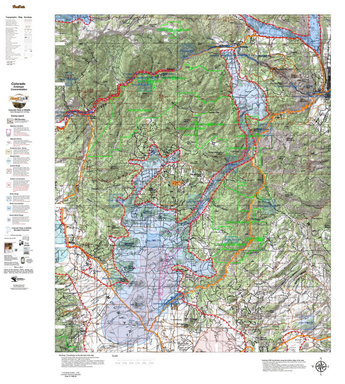 HuntData Colorado Unit 691 Antelope Concentration Map by HuntData LLC ...