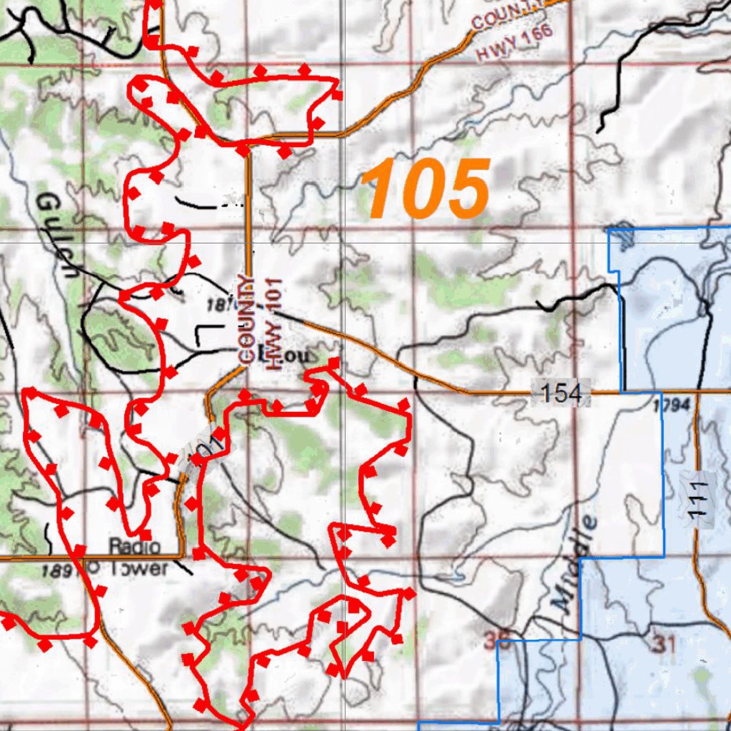 HuntData Colorado Unit 105 Antelope Concentration Map by HuntData LLC ...
