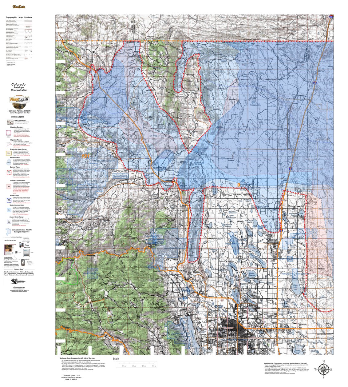 HuntData Colorado Unit 9 Antelope Concentration Map by HuntData LLC ...