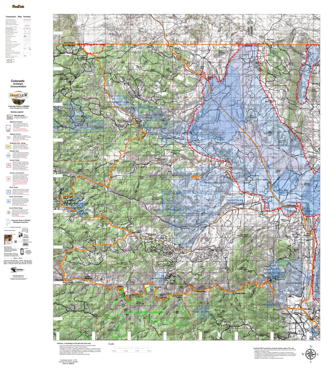 HuntData Colorado Unit 191 Antelope Concentration Map by HuntData LLC ...