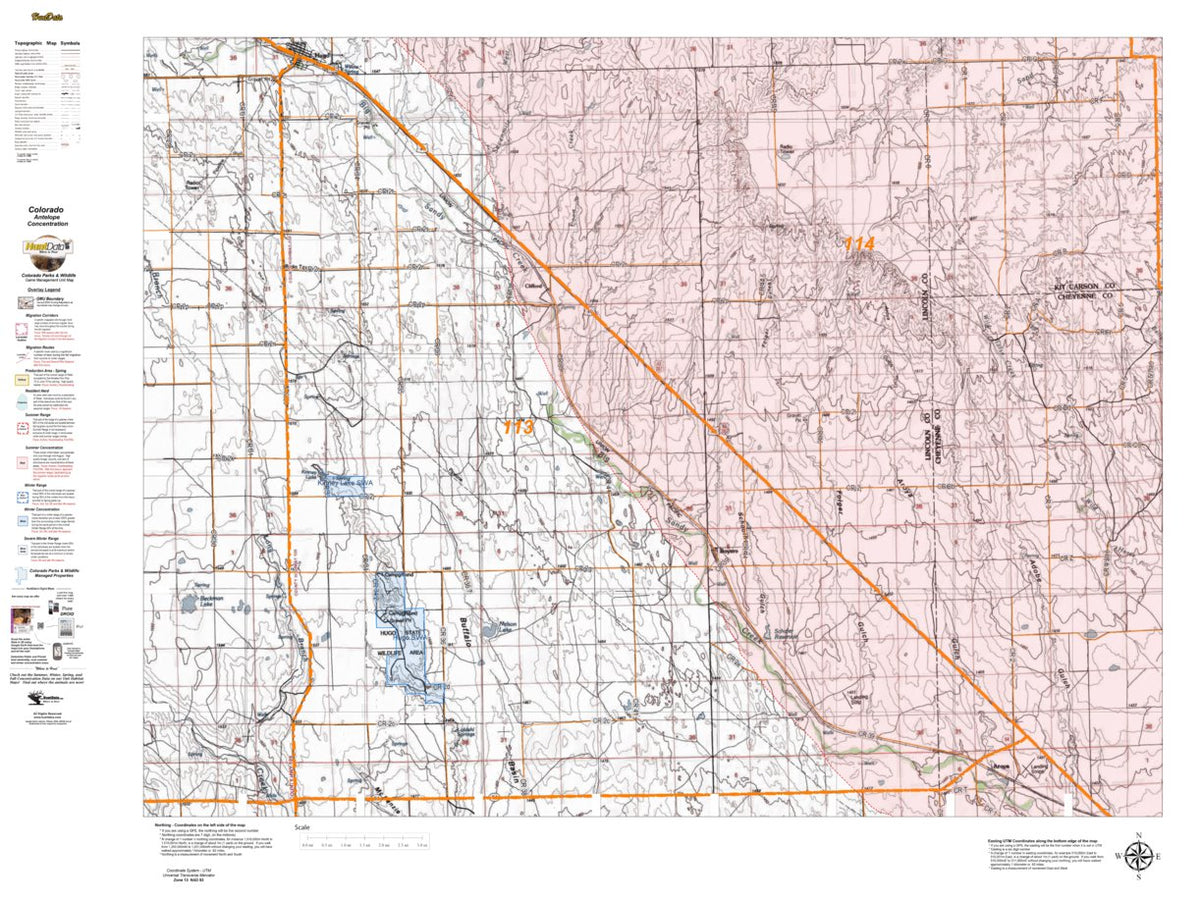 HuntData Colorado Unit 113 Antelope Concentration Map by HuntData LLC ...
