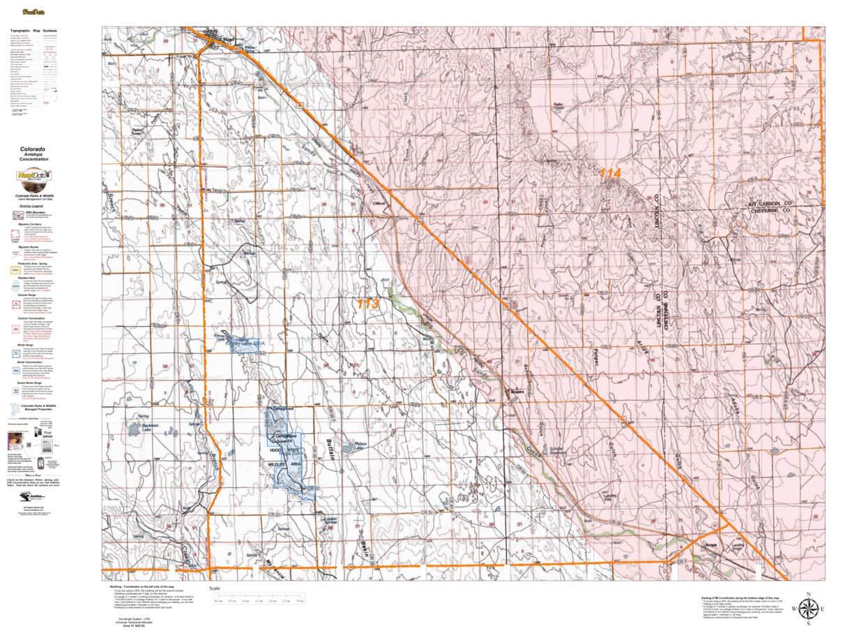HuntData Colorado Unit 113 Antelope Concentration Map by HuntData LLC ...