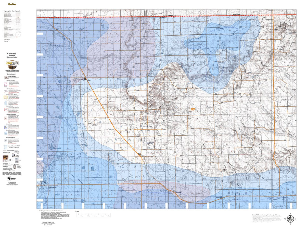 HuntData Colorado Unit 88 Antelope Concentration Map by HuntData LLC ...