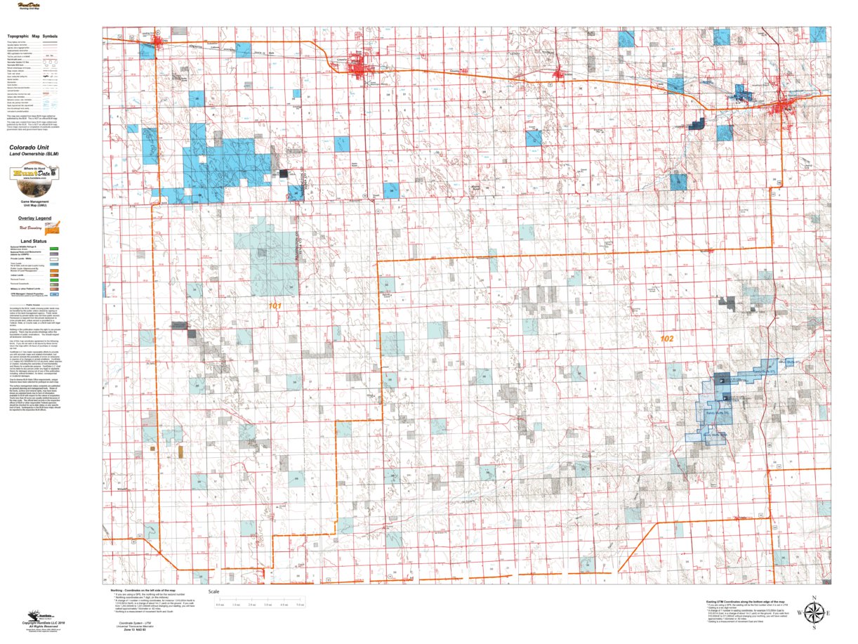 HuntData Colorado Unit 101 Land Ownership Map by HuntData LLC | Avenza Maps