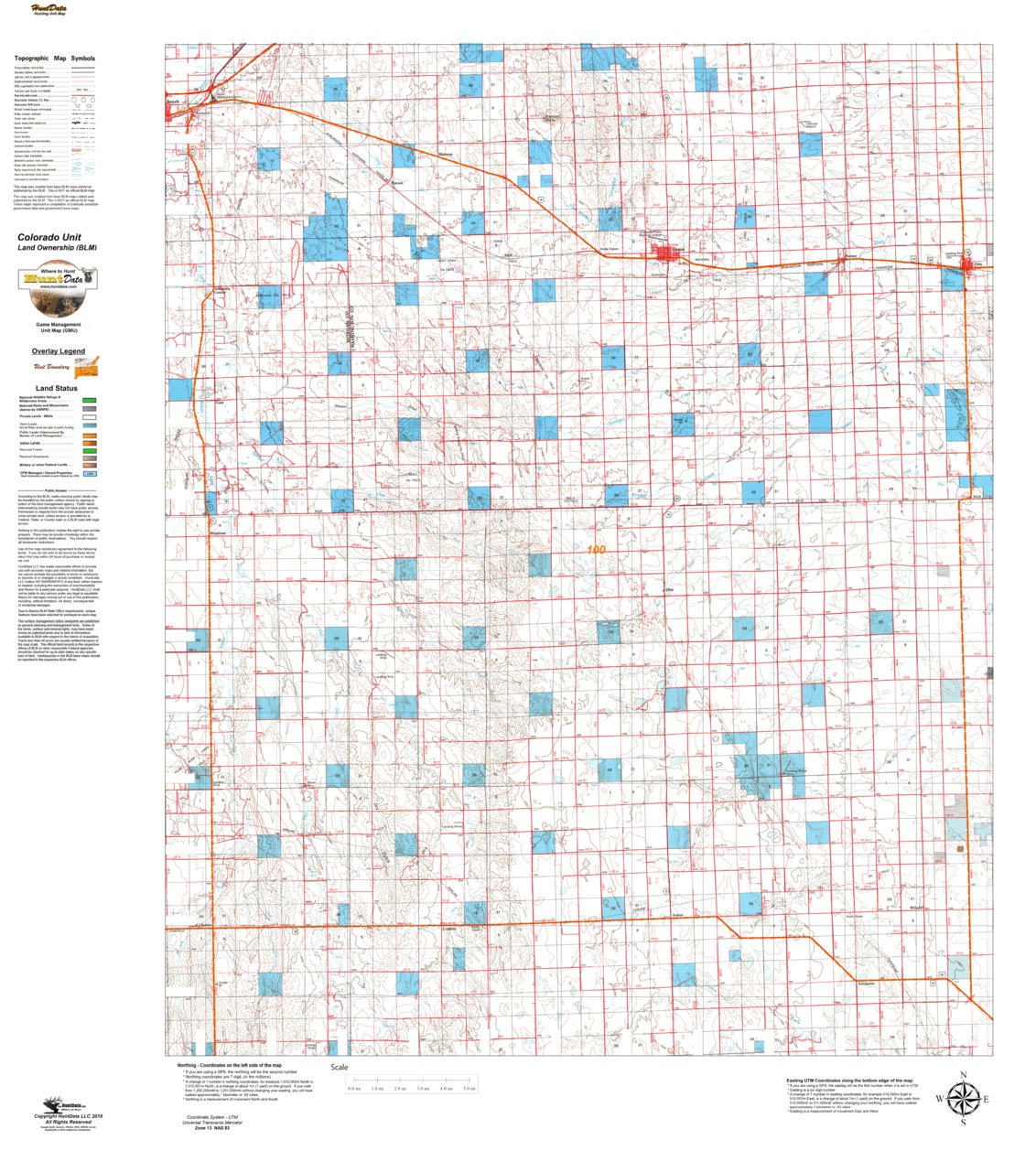 HuntData Colorado Unit 100 Land Ownership Map by HuntData LLC | Avenza Maps