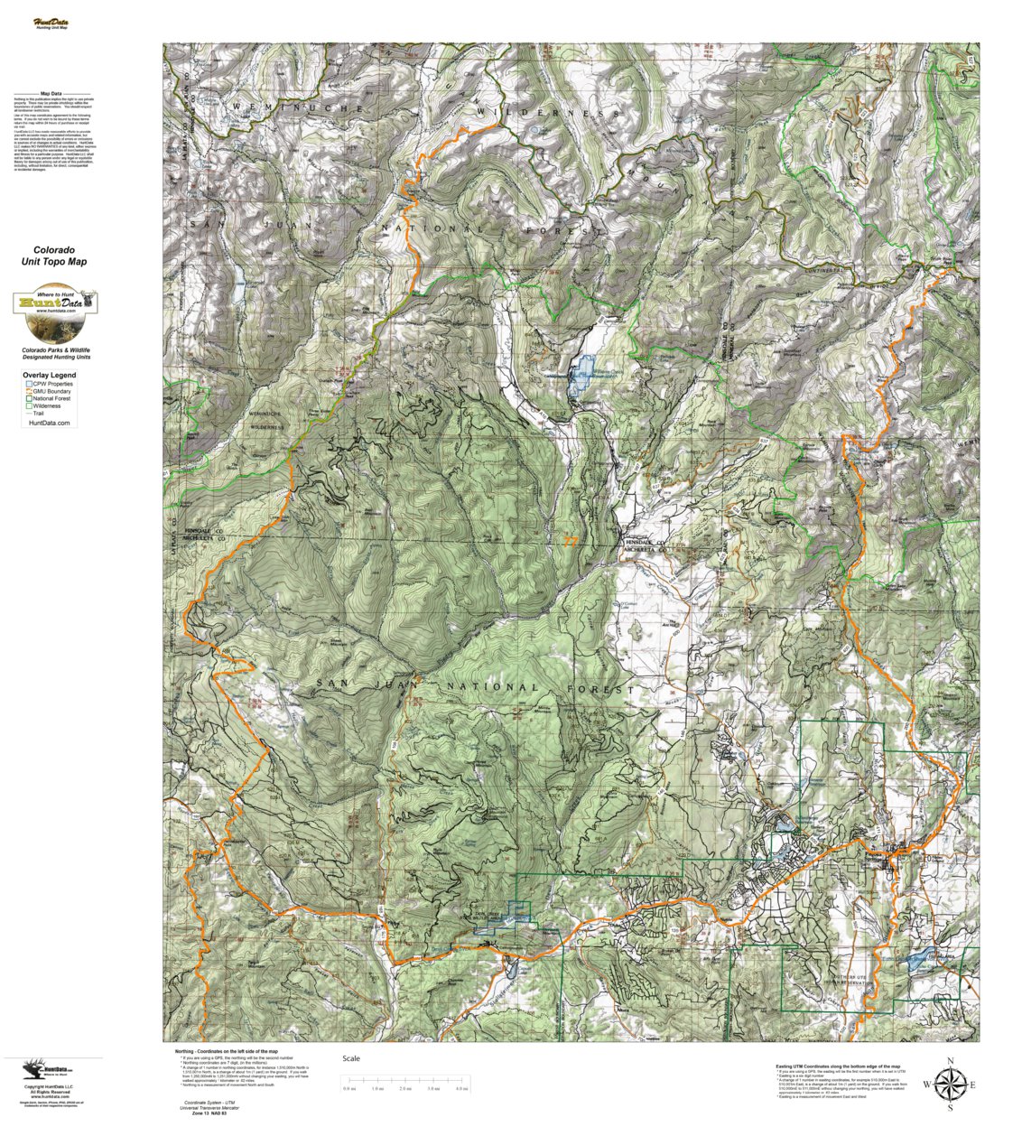HuntData Colorado Unit 77 Topo Map by HuntData LLC | Avenza Maps