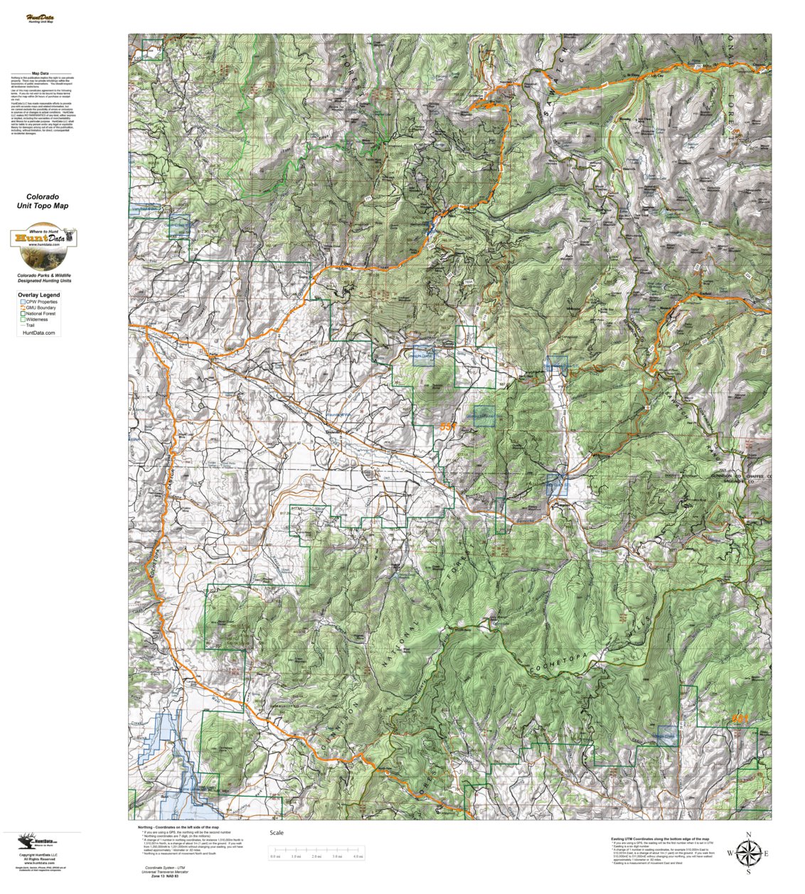HuntData Colorado Unit 551 Topo Map by HuntData LLC | Avenza Maps