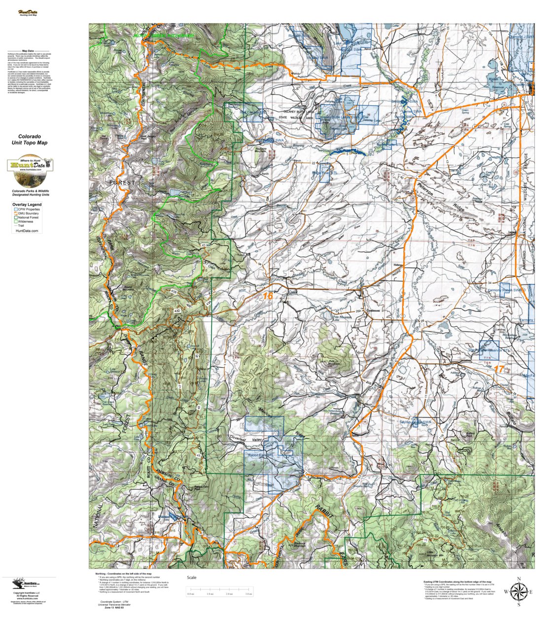 HuntData Colorado Unit 16 Topo Map by HuntData LLC | Avenza Maps