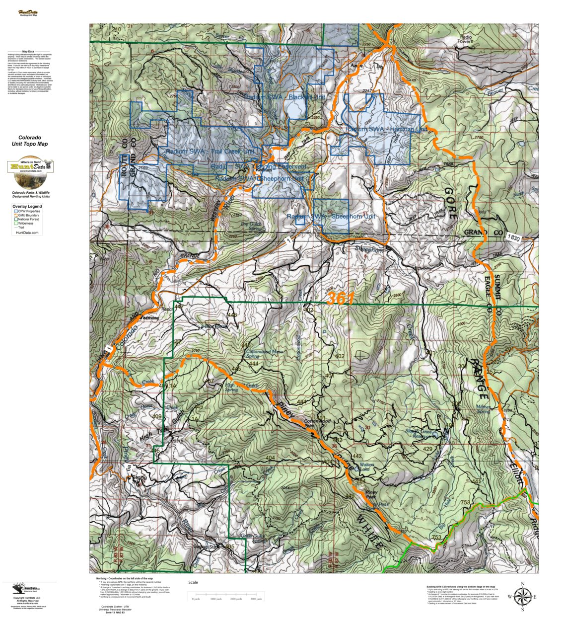 HuntData Colorado Unit 361 Topo Map by HuntData LLC | Avenza Maps