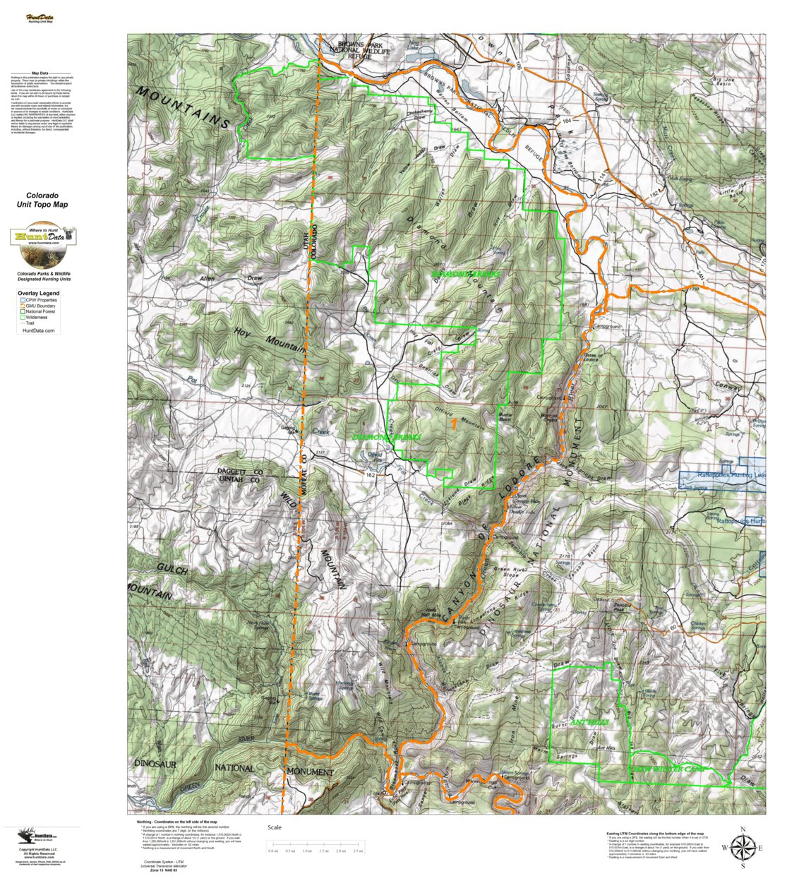 HuntData Colorado Unit 1 Topo map by HuntData LLC | Avenza Maps