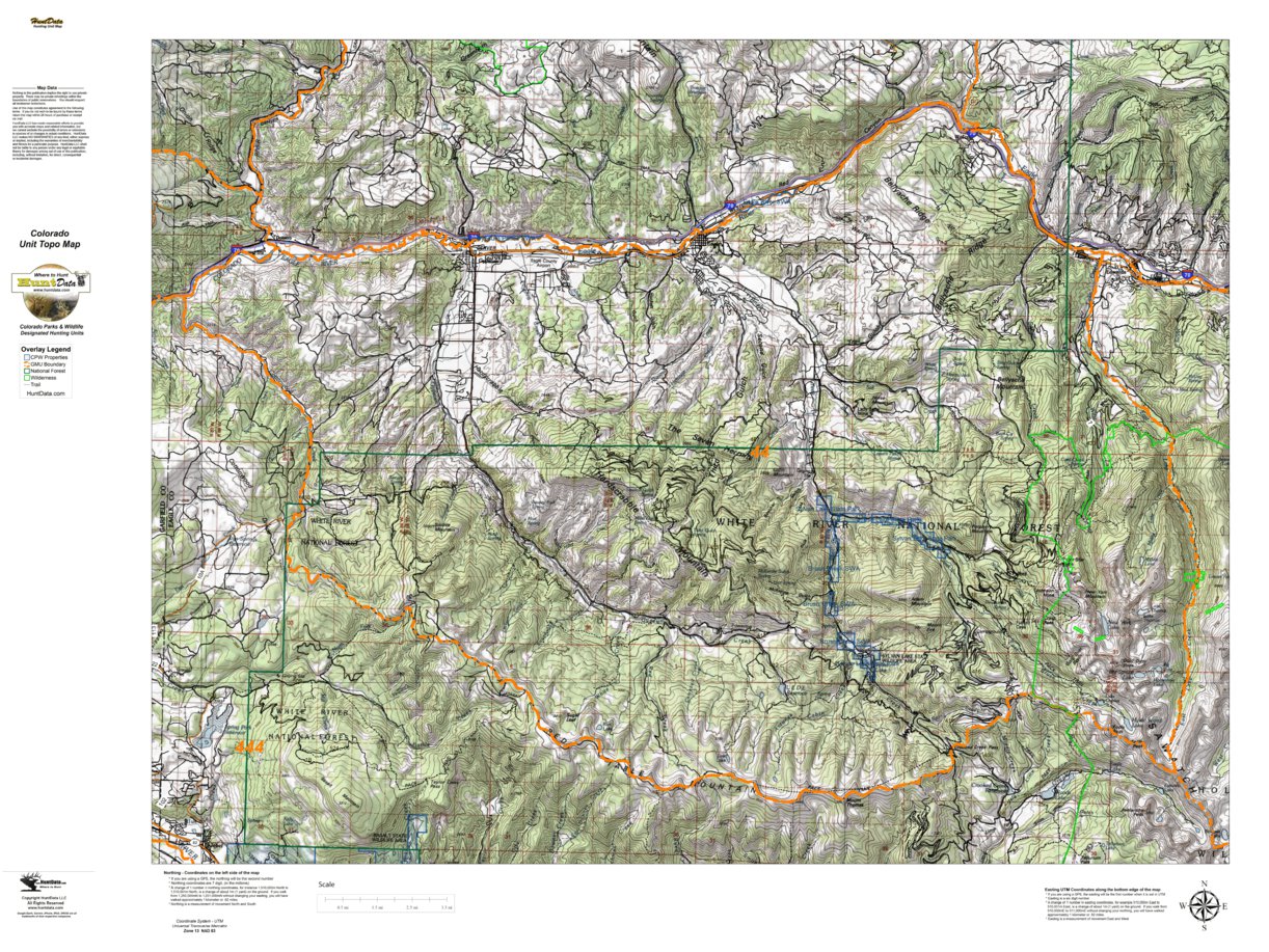 HuntData Colorado Unit 44 Topo Map by HuntData LLC | Avenza Maps