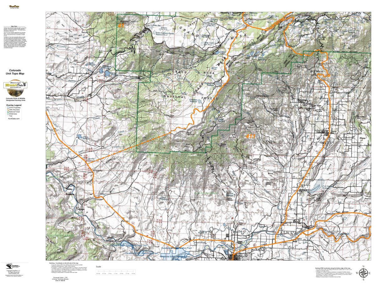 HuntData Colorado Unit 411 Topo Map by HuntData LLC | Avenza Maps