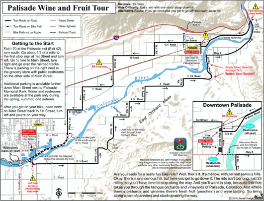Palisade Wine and Fruit Tour Map by Grand Junction, Colorado Cycling ...