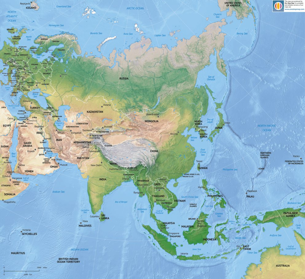 Asia Continent Map by van der Maarel | Avenza Maps