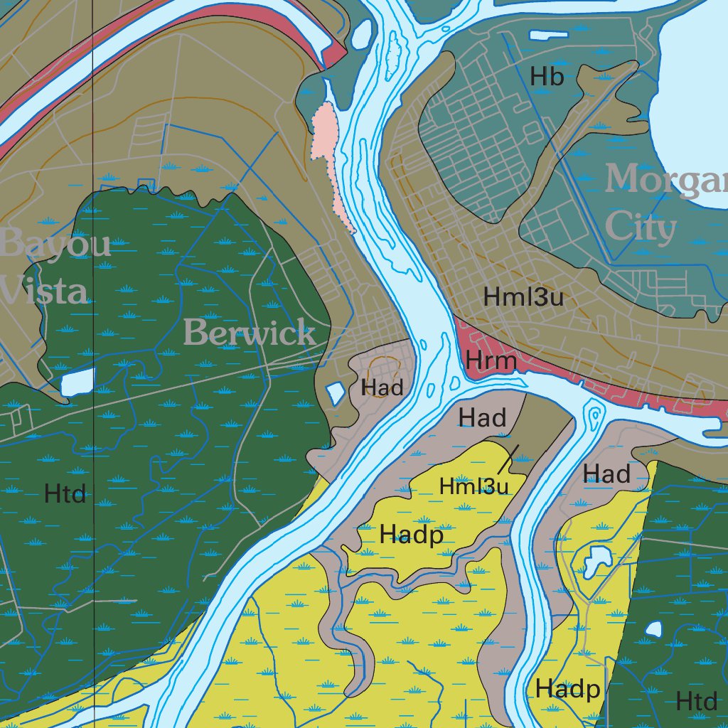 Morgan City 100k surface geology Map by Louisiana Geological Survey ...