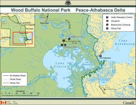Wood Buffalo National Park - Peace Athabasca Delta Map by Parks Canada ...