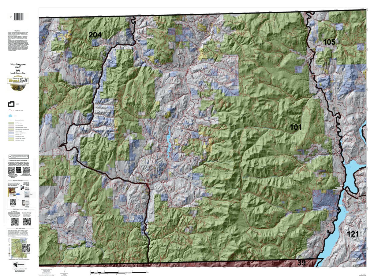 Washington Hunting Unit(s) 101 Landownership Map by HuntData LLC ...