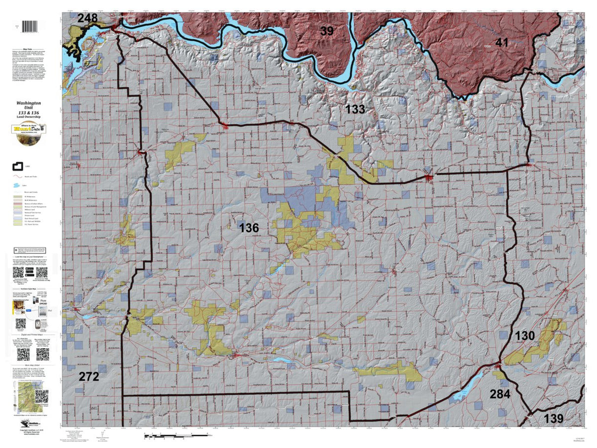 Washington Hunting Unit(s) 133 136 Landownership Map by HuntData LLC ...