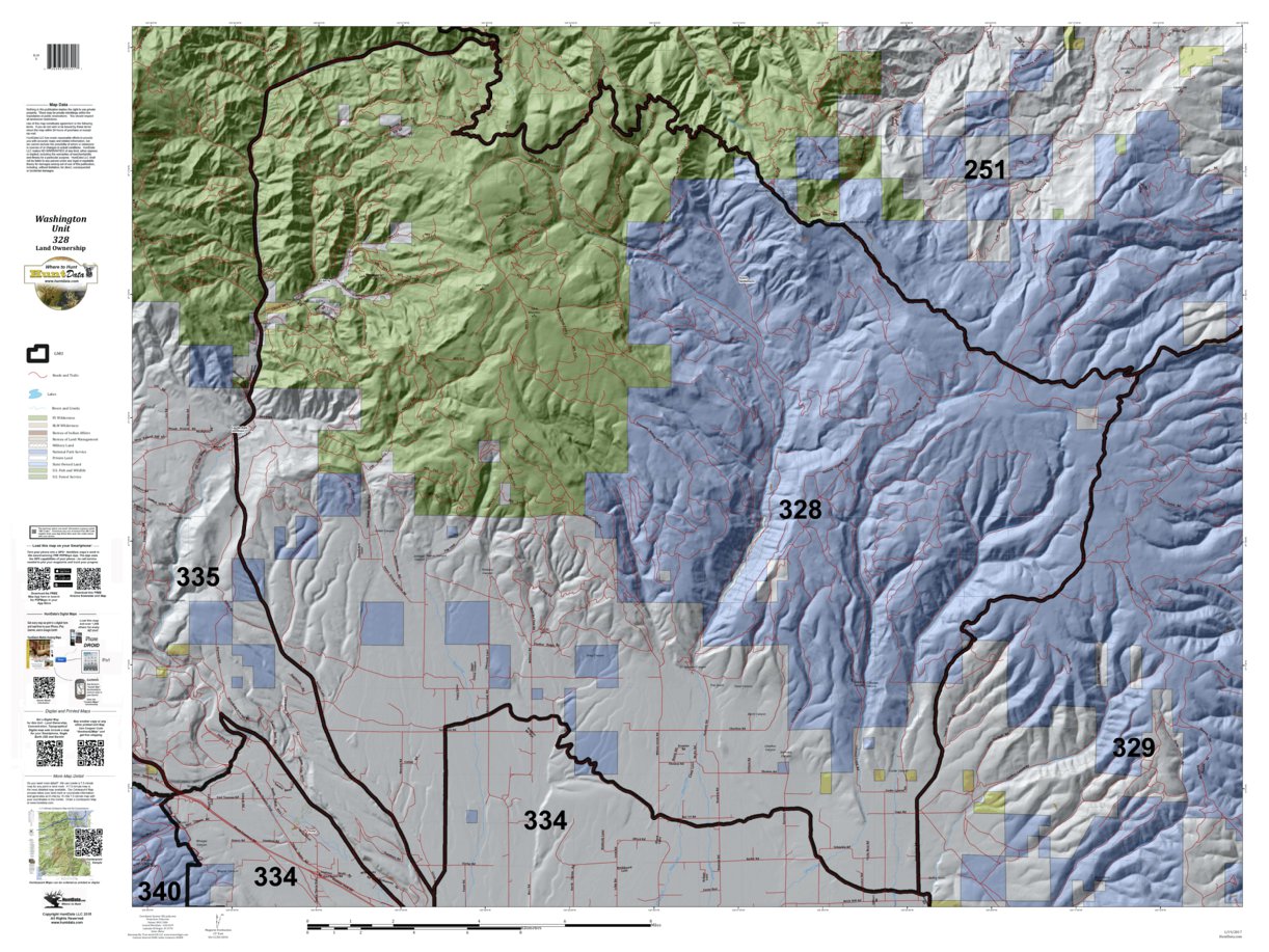 Washington Hunting Unit(s) 328 Landownership Map by HuntData LLC ...