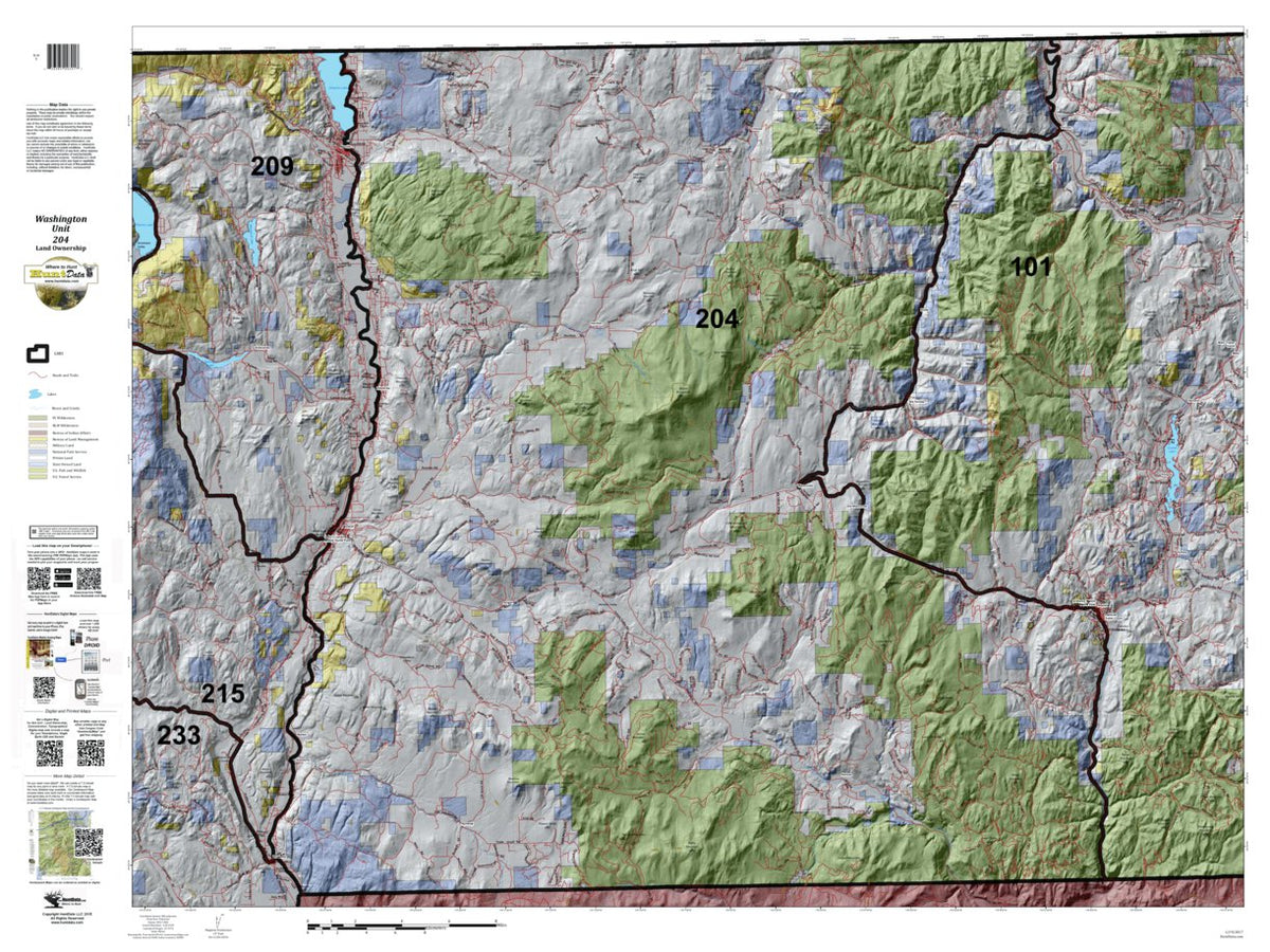 Washington Hunting Unit(s) 204 Landownership Map by HuntData LLC ...