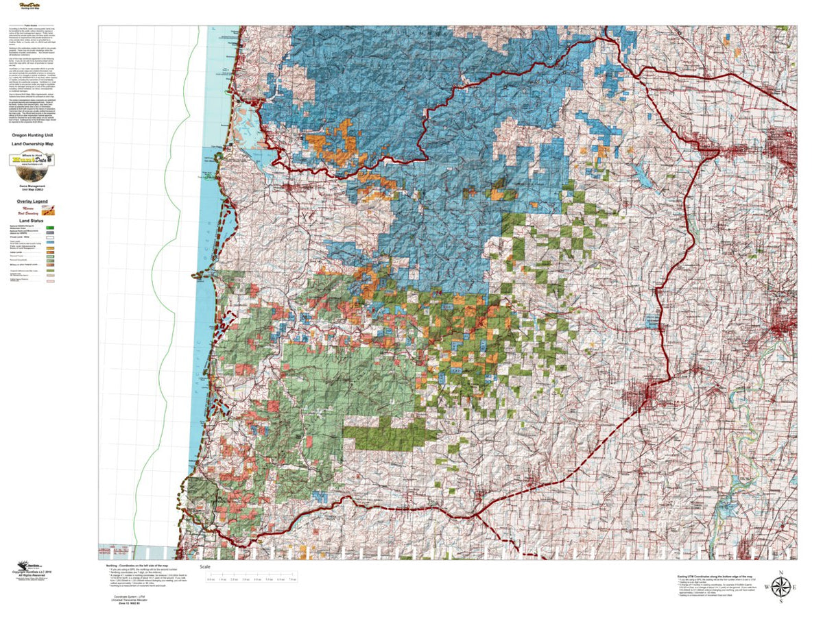 Oregon Hunting Unit 14, Trask Land Ownership Map by HuntData LLC ...
