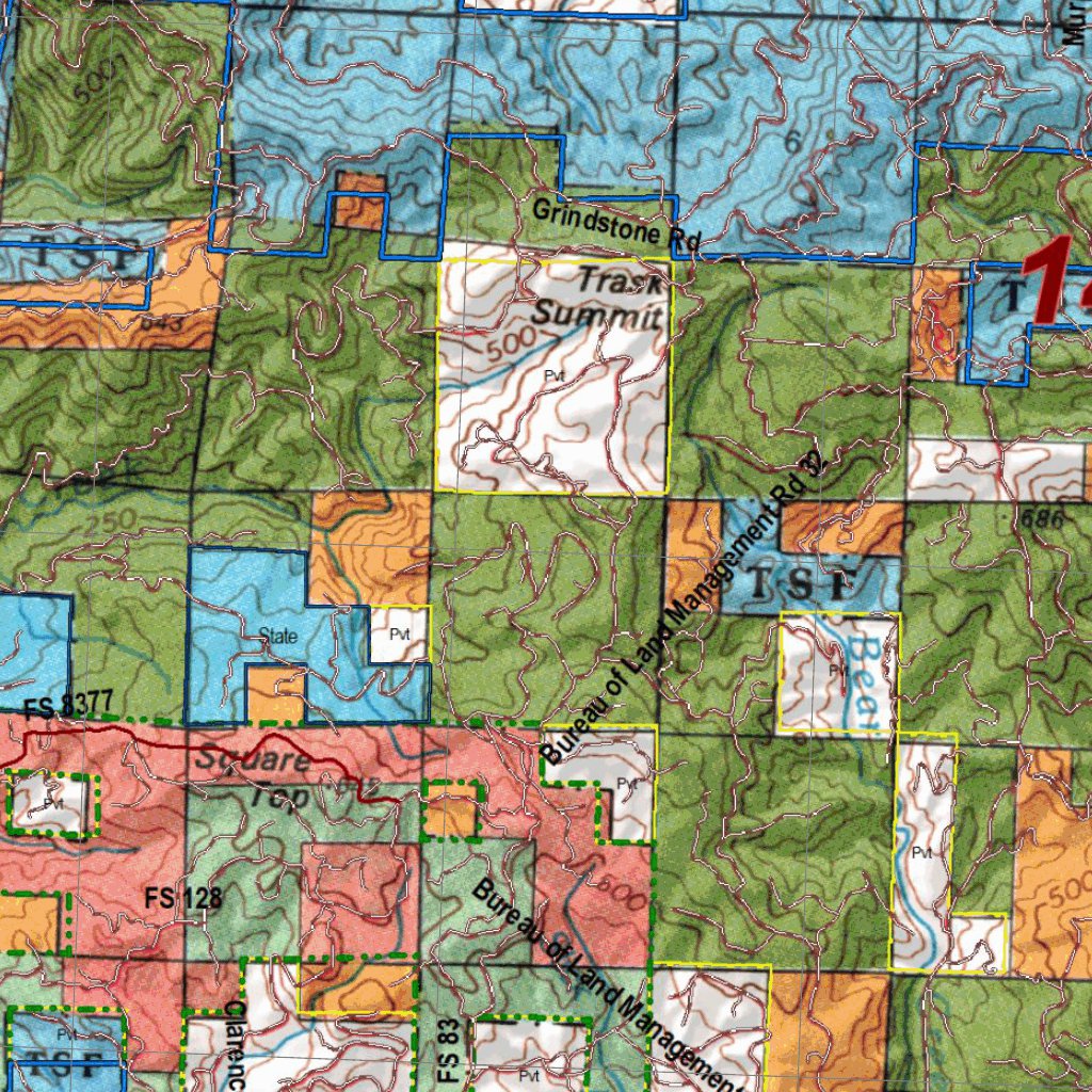 Oregon Hunting Unit 14, Trask Land Ownership Map by HuntData LLC ...