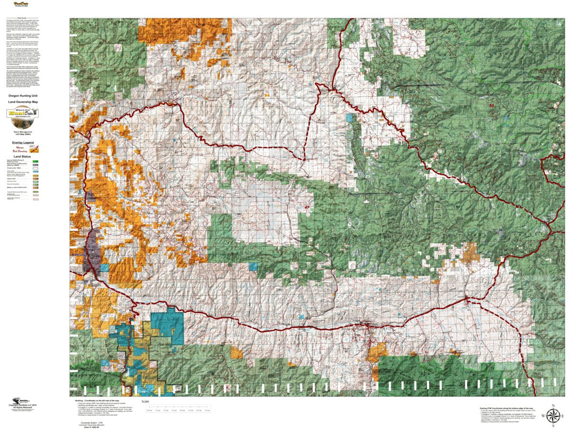 Oregon Hunting Unit 47, Northside Land Ownership Map by HuntData LLC ...