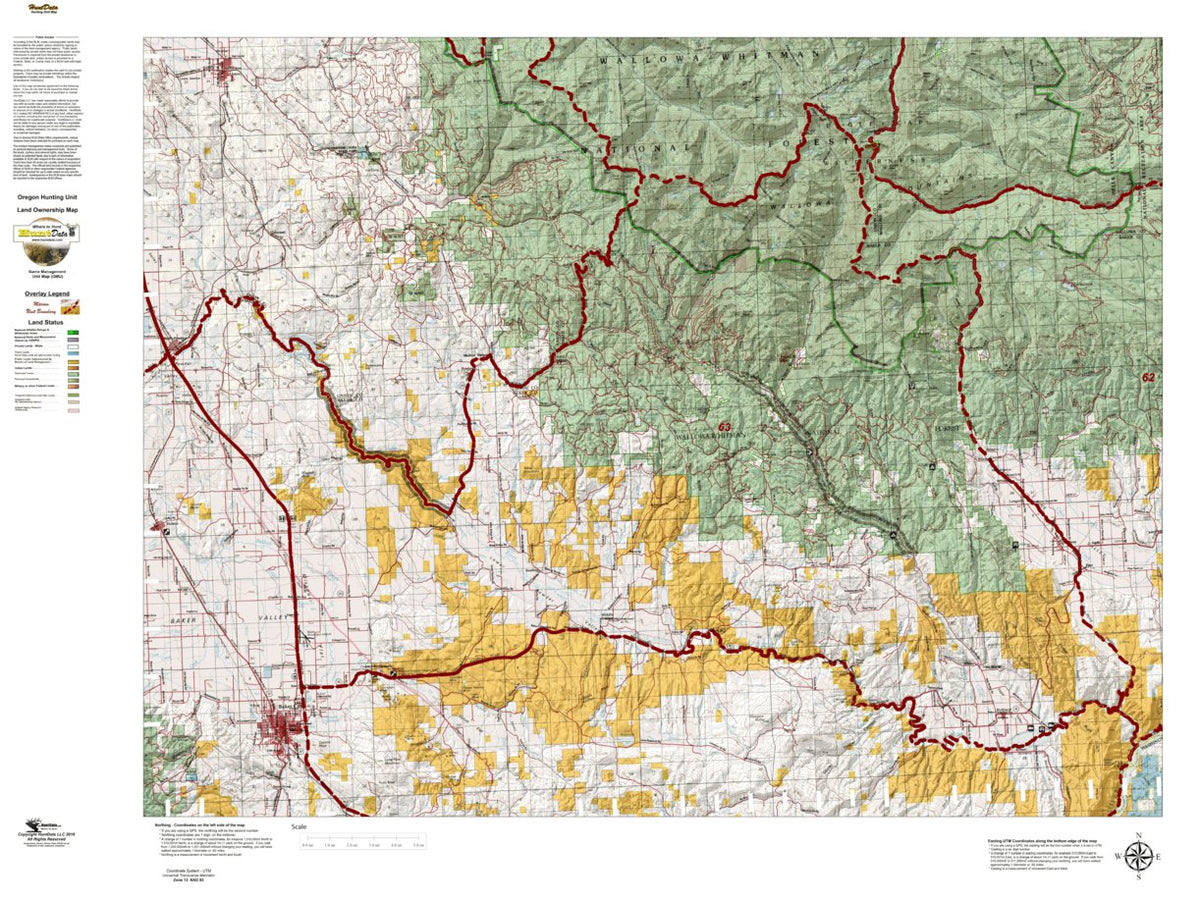 Oregon Hunting Unit 63, Keating Land Ownership Map by HuntData LLC ...