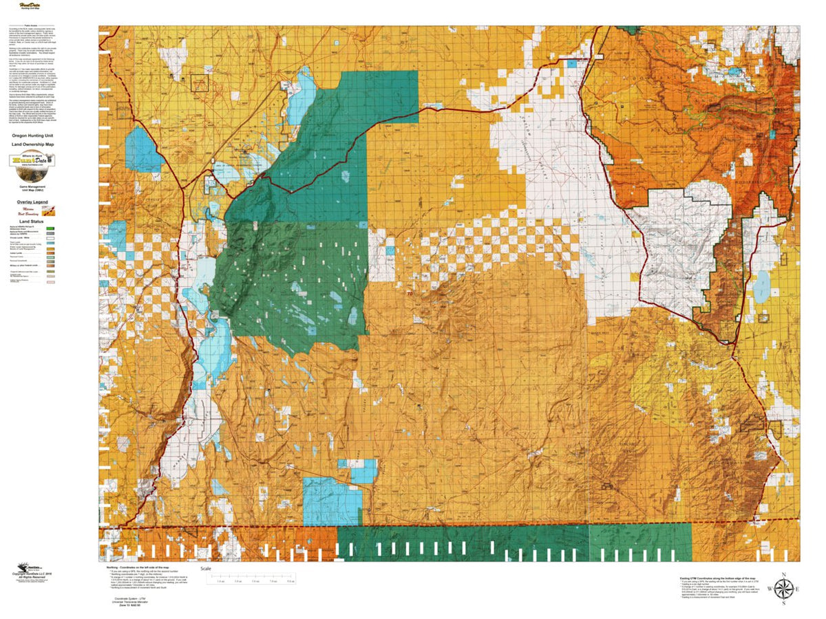 Oregon Hunting Unit 70, Beatys Butte Land Ownership Map by HuntData LLC ...