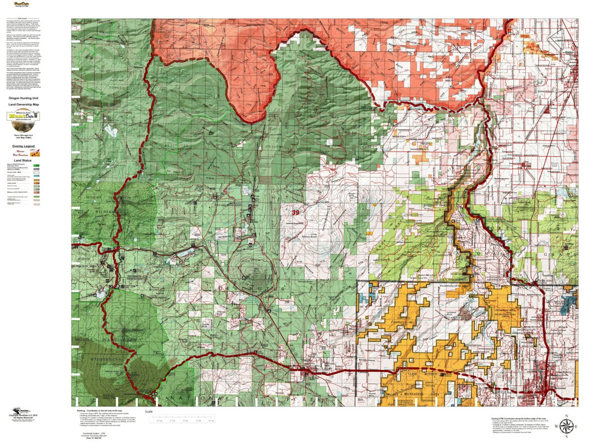 Oregon Hunting Unit 39 North, Metolius Land Ownership Map by HuntData ...