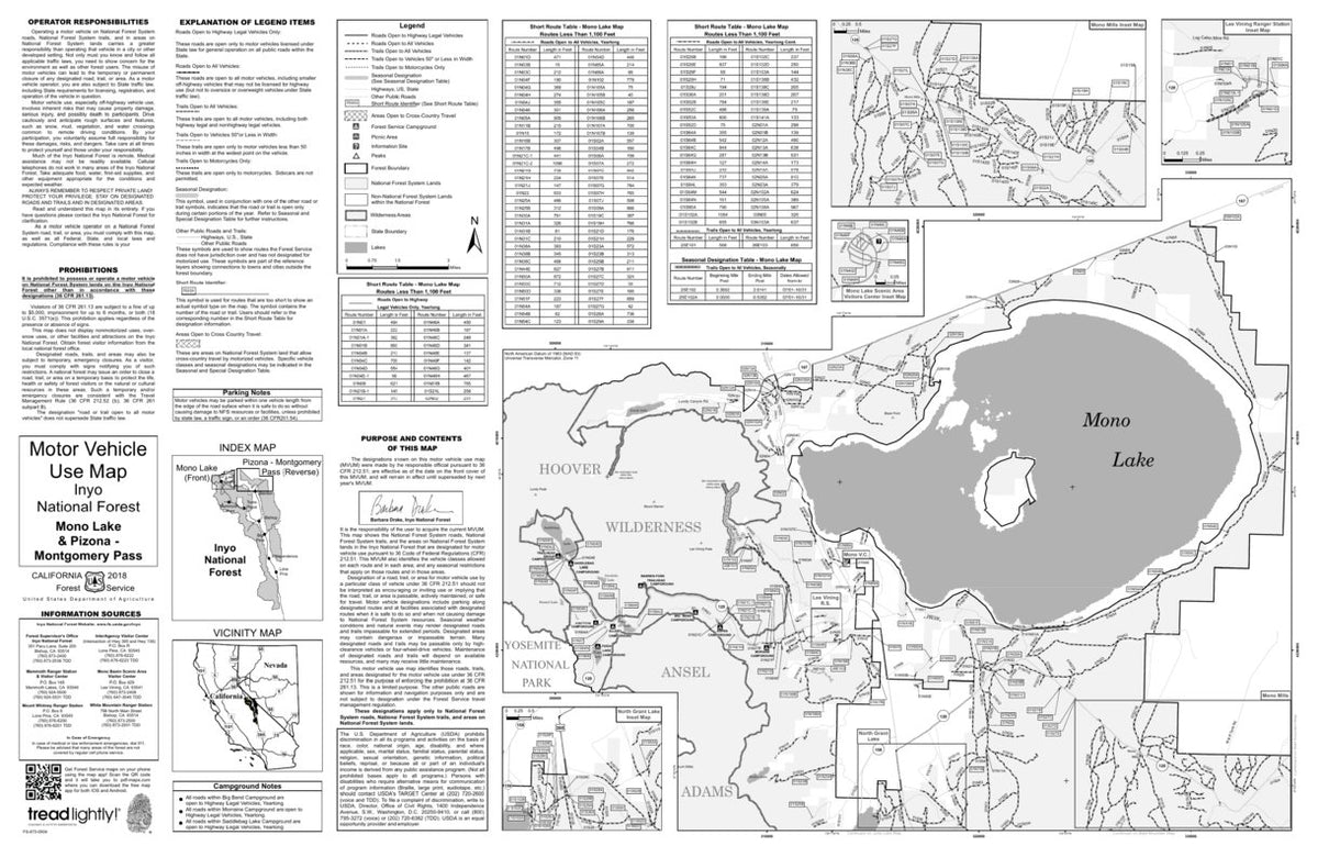 Inyo MVUM - Mono Lake Map by US Forest Service R5 | Avenza Maps