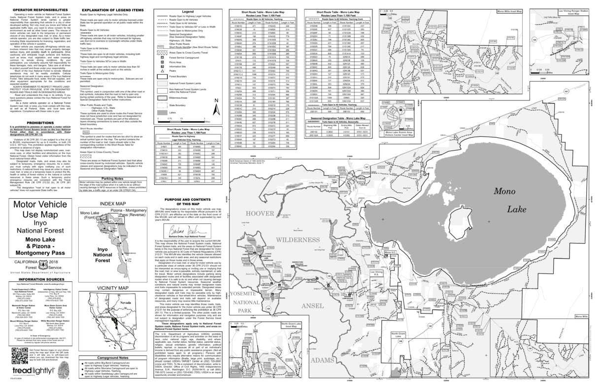 Inyo MVUM - Mono Lake Map by US Forest Service R5 | Avenza Maps