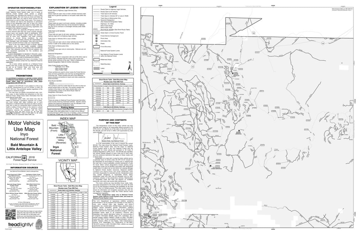 Inyo MVUM - Bald Mountain Map by US Forest Service R5 | Avenza Maps