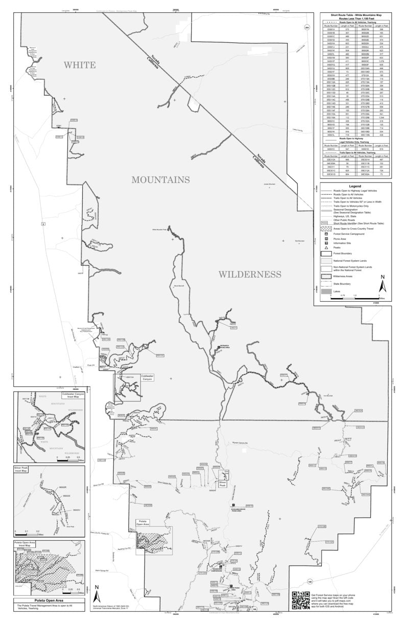 Inyo MVUM - White Mountains Map by US Forest Service R5 | Avenza Maps