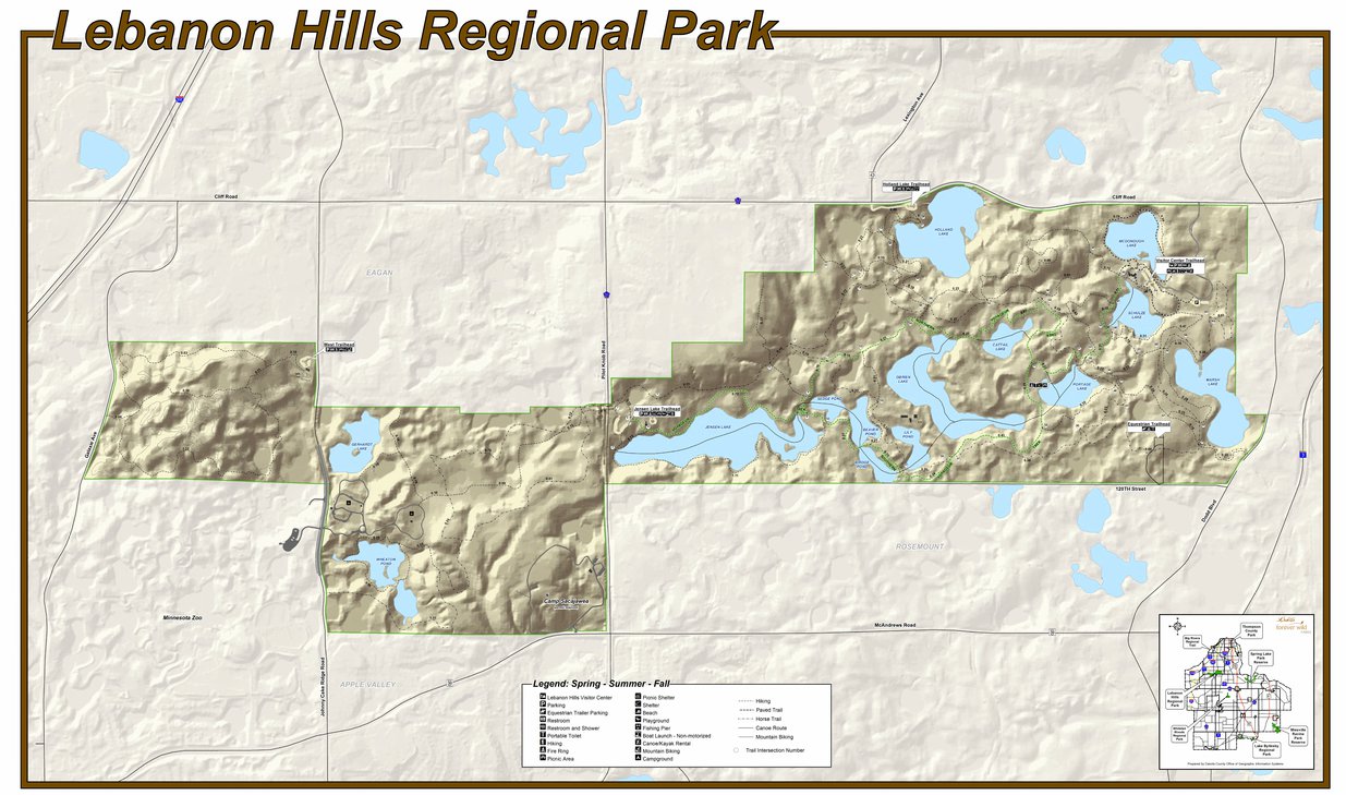 Lebanon Hills Regional Park - Summer - Wall Map by Dakota County ...